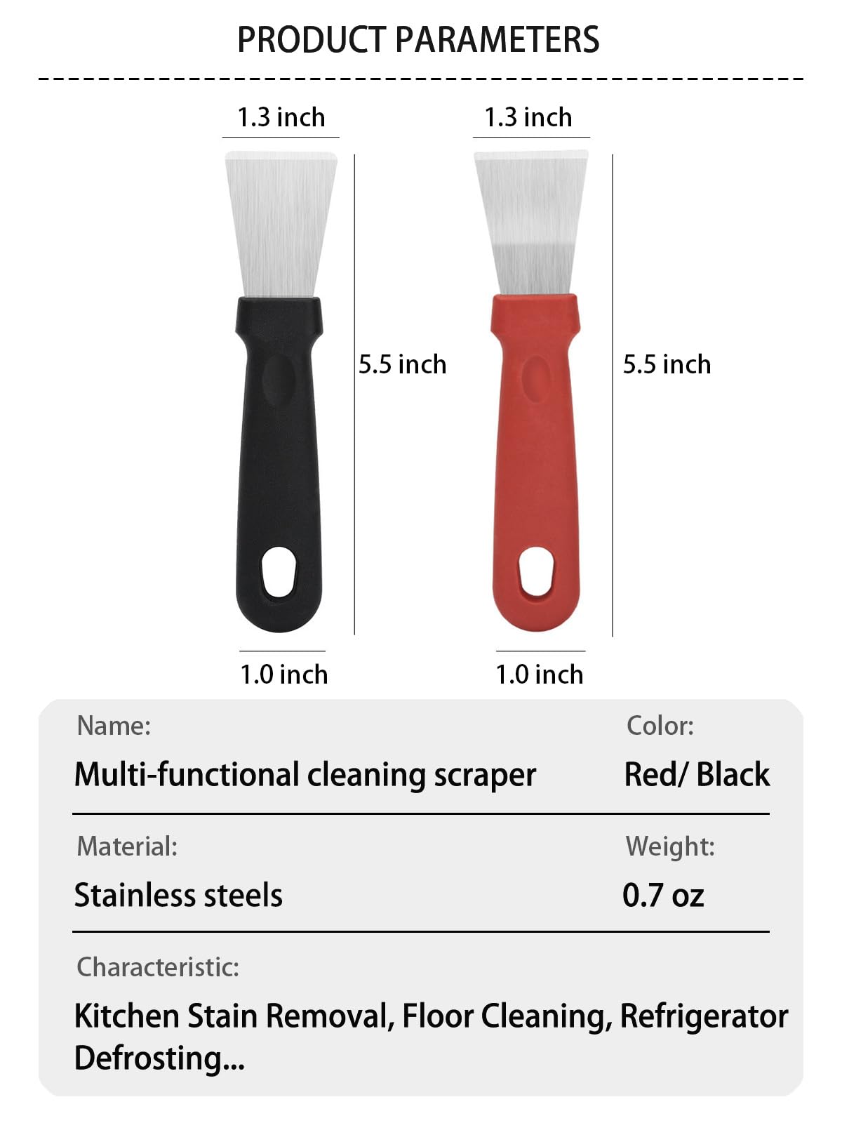 Kytasryl Multi-functional Stainless steel Scraper 4PCS, Mini Kitchen Cleaning Scraper Spatula, Bathroom Gap Cleaning Tool, walls or floors clearing scraper