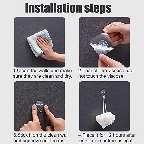 Adhesive Hooks Kitchen Wall Hooks- 20 Packs Heavy Duty 21lb(Max) Nail Free Sticky Hangers with Stainless Hooks Reusable Utility Towel Bath Ceiling Hooks 11111