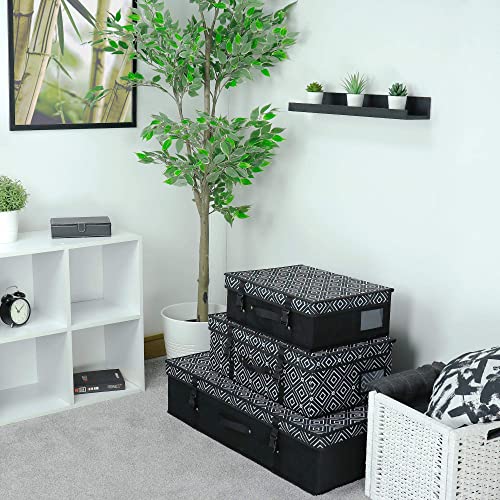 HANGERWORLD - Large Black & White Diamond Pattern Bridal Dress Storage Box with Lid