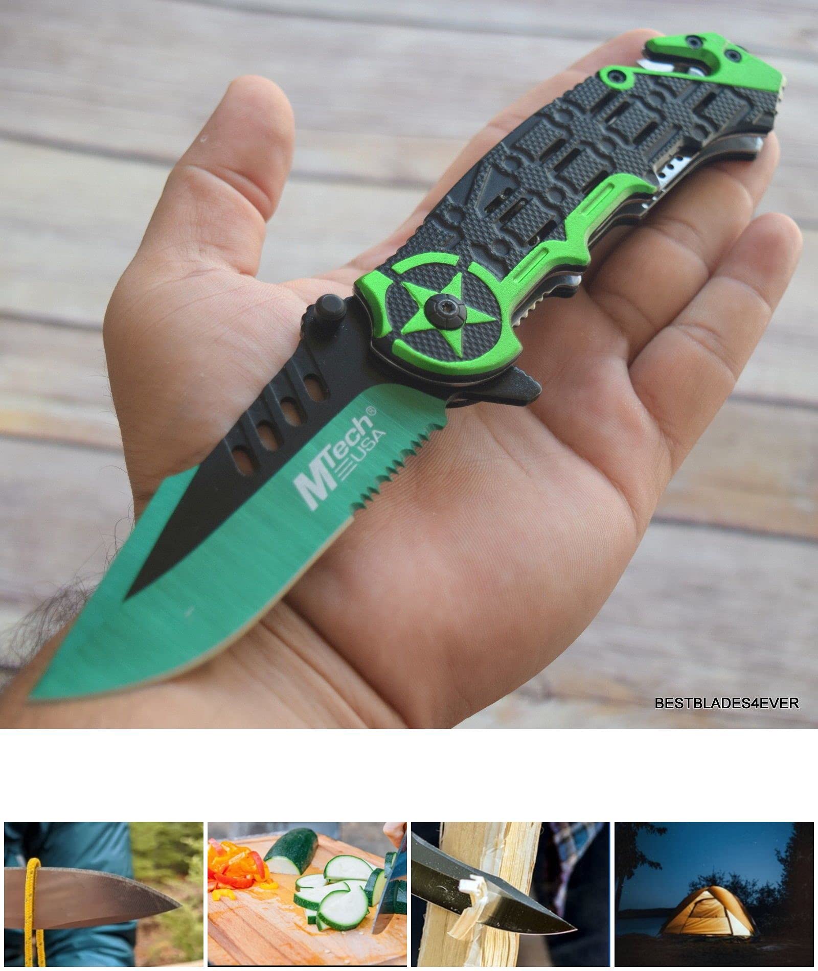 8.25 Inch Mtech Tactical Rescue Stainless Steel Open Folding Pocket Knife With Clip Outdoor Survival Hunting Knife for Camping by Survival Steel