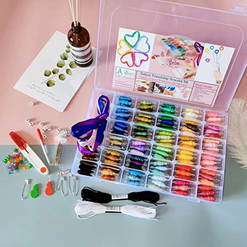 Friendship Bracelet String Kit - 276pcs Embroidery Floss and Accessories - Labeled with Thread Numbers for Cross Stitch Supplies, Embroidery, Cool String Art- Style for Teen or Girls