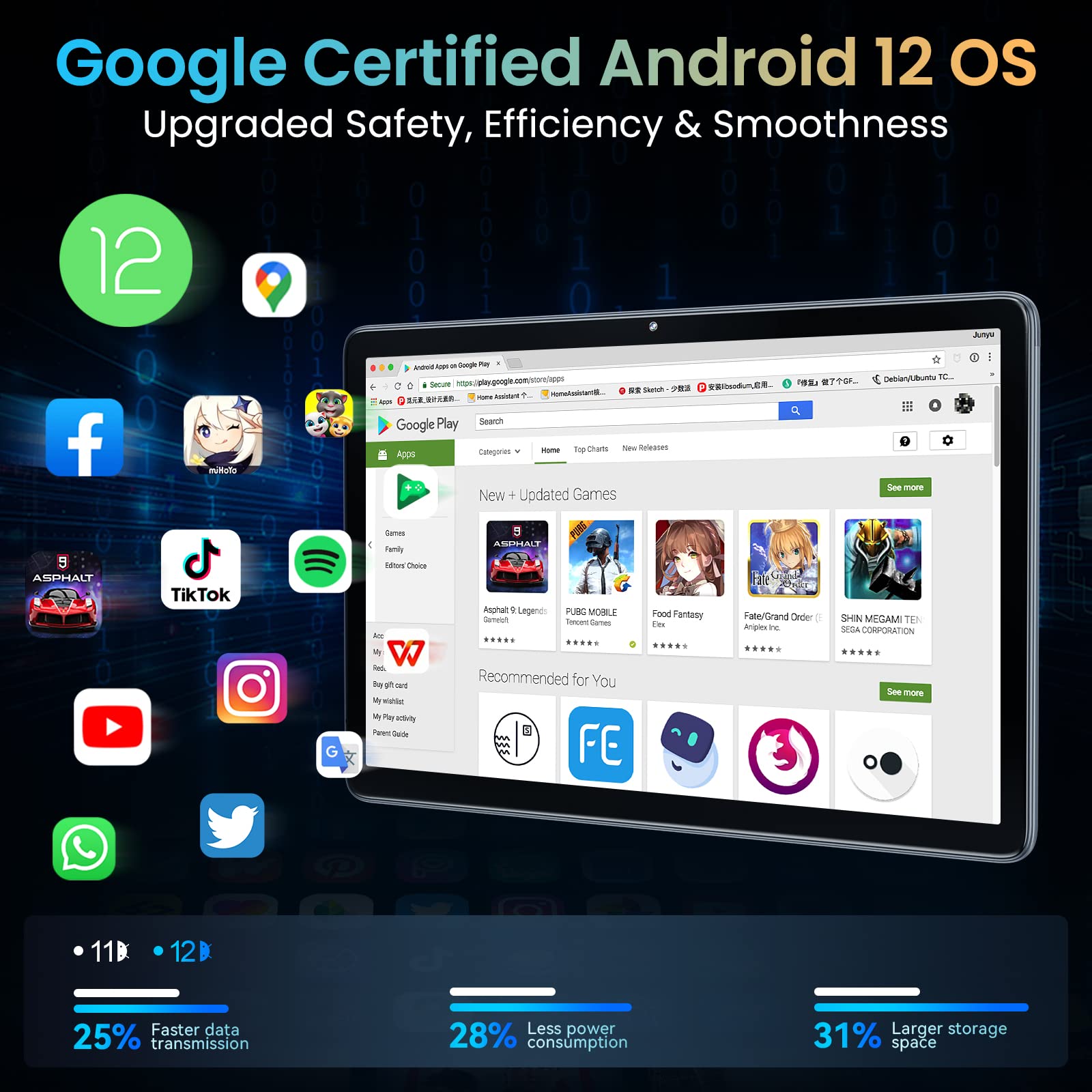 2024 Newest 10.1 Inch Android 12 Tablet with 8GB RAM 256GB ROM 1TB Expand,2.0Ghz Octa Core Tablet,1280*800 HD IPS Display,5+2MP,8 Hour Battery,2.4/5G WiFi,Bluetooth 5.0,Hotspot,FM,GPS(Gray)