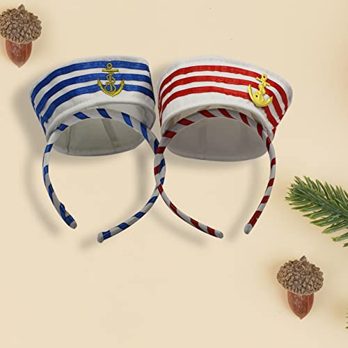 AVMBC Captain Hat Headband Sailor Hat Headband Dress Up Hats Mini Hat Headbands for Halloween Yacht Cruise Line Theme Party Cosplay Costume Accessory