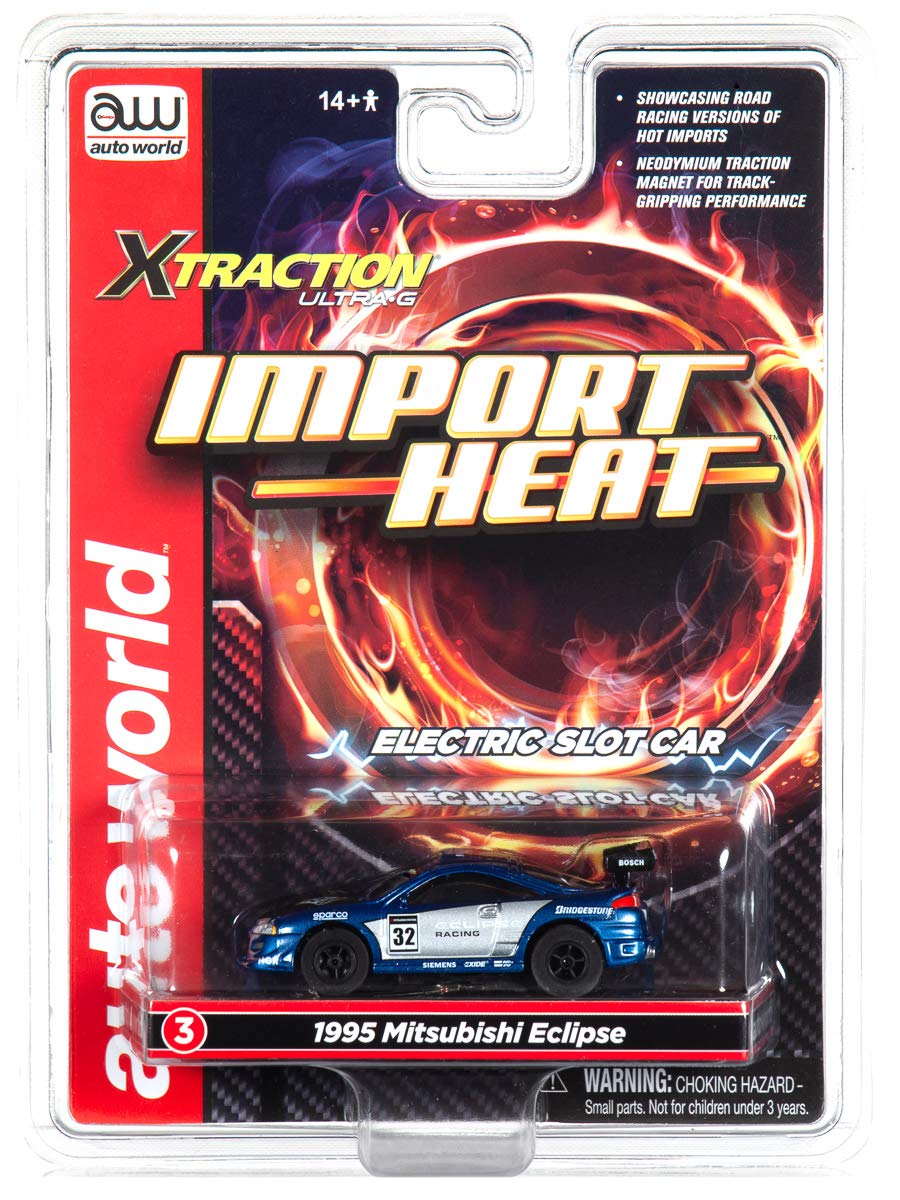 Auto World Import Heat SC346-3 1995 Mitsubishi Eclipse HO Scale Electric Slot Car