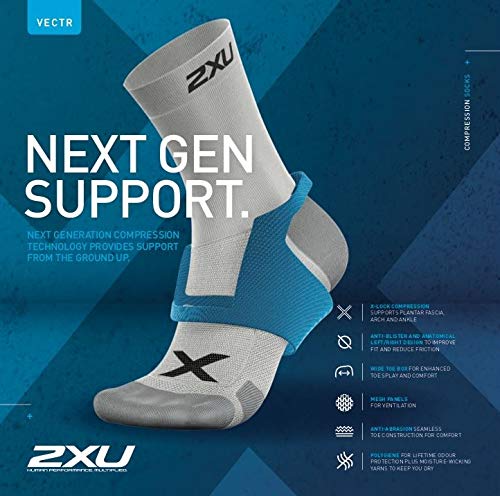 2XU Vectr Crew Sock, White/Grey, X-Large