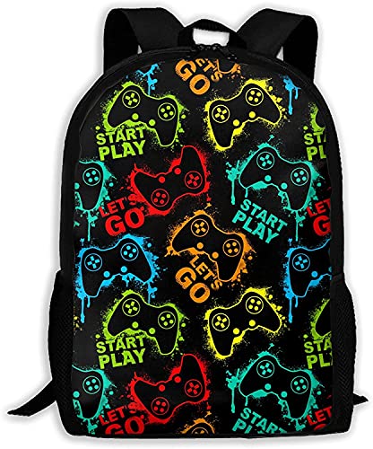 Aeoiba Abstract Gamepad Weapon Gamer Gaming Travel Laptop Backpack, Stylish Durable Student Bookbag Large Capacity Business Computer Bag Casual Daypack for Men Women Adults