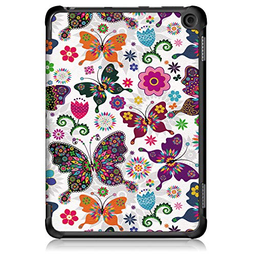 KuRoKo Case Compatible with Amazon Kindle Fire HD 8/HD 8 Plus Tablet(12th Generation 2022 & 10th Generation 2020 Release), Slim Light Cover with Auto Wake/Sleep-Butterfly
