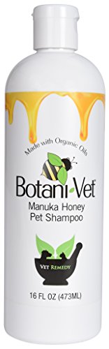 BotaniVet Certified Organic Manuka Honey Pet Shampoo 16 Oz - 100% Natural Ingredients - Veterinary Dermatologist Formulated for Allergies and Itching