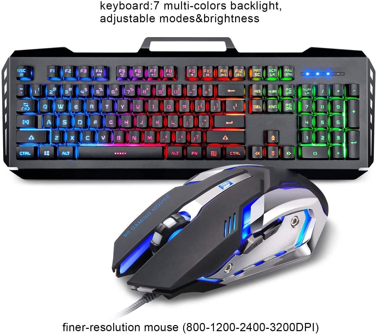 HJJWL Gaming Keyboard and Mouse, Gaming Keyboard and Mouse Wired Keyboard with Backlight Keyboard Silent Gaming Mouse Set for PC Laptop