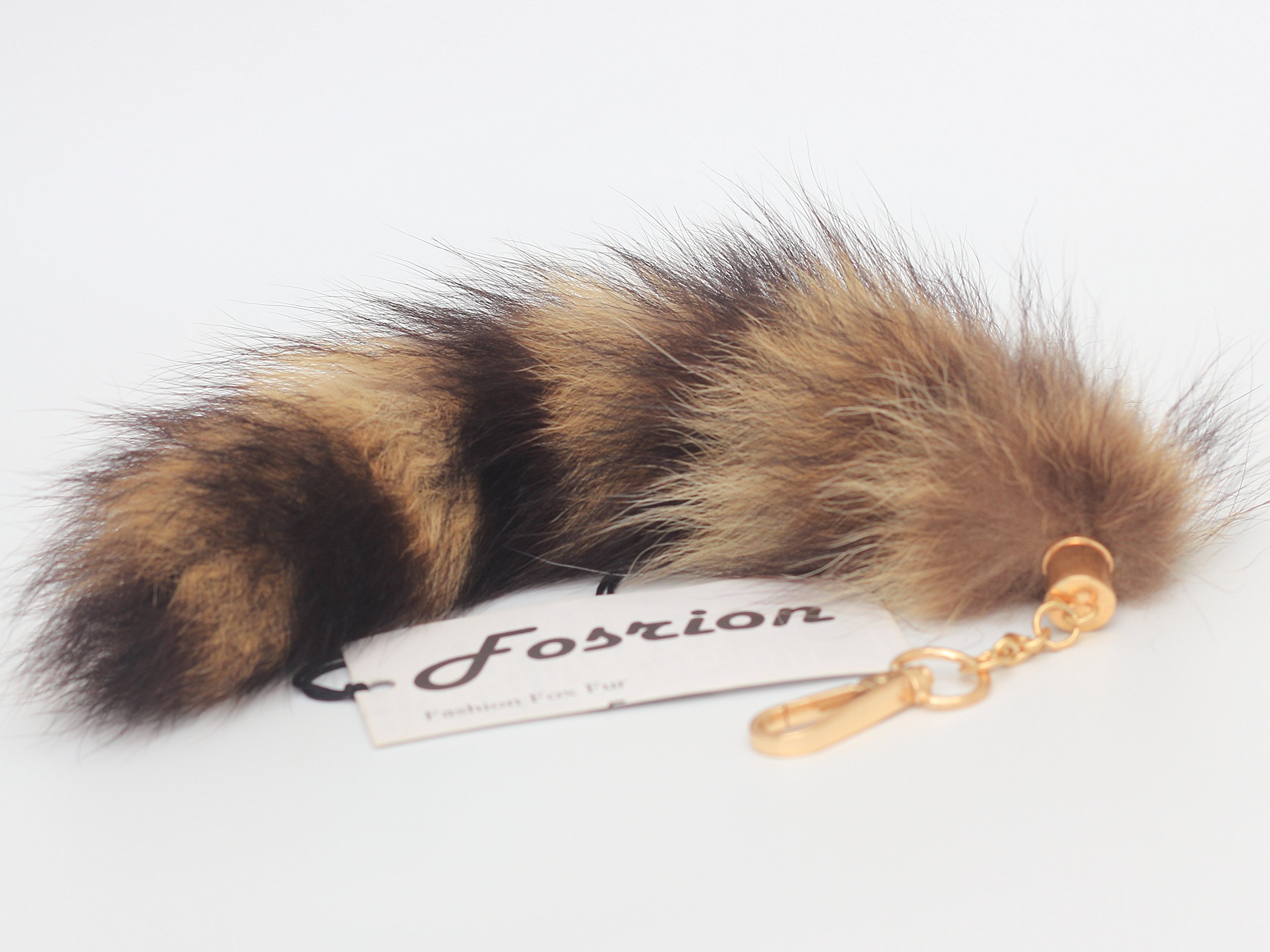 2 pcs 10inches Authentic Raccoon Tail Fur Skin Halloween Party Cosplay Toy Handbag Accessories Key Chain Ring Hook
