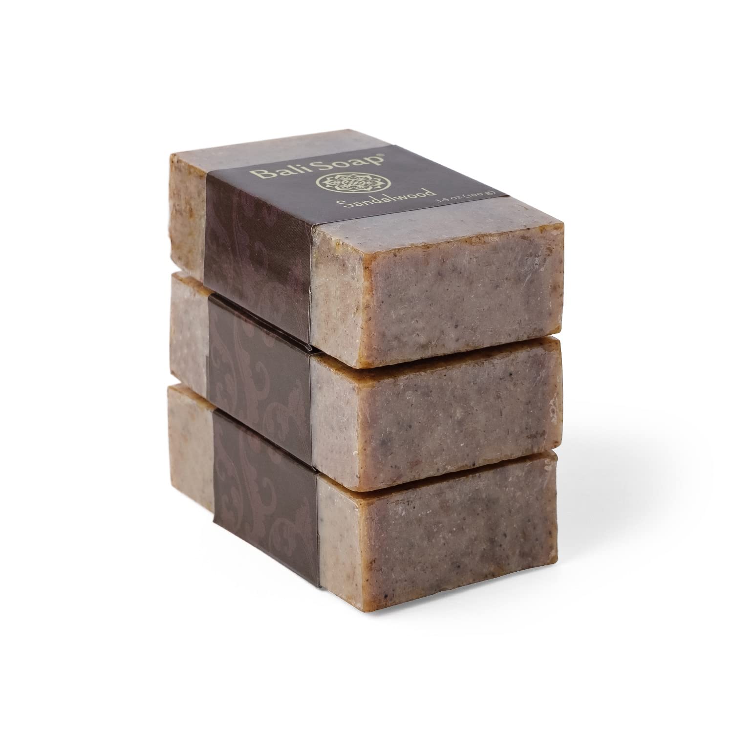 Bali Soap - Sandalwood Natural Soap - Bar Soap for Men & Women - Bath, Body and Face Soap - Vegan, Handmade, Exfoliating Soap - 3 Pack, 3.5 Oz each
