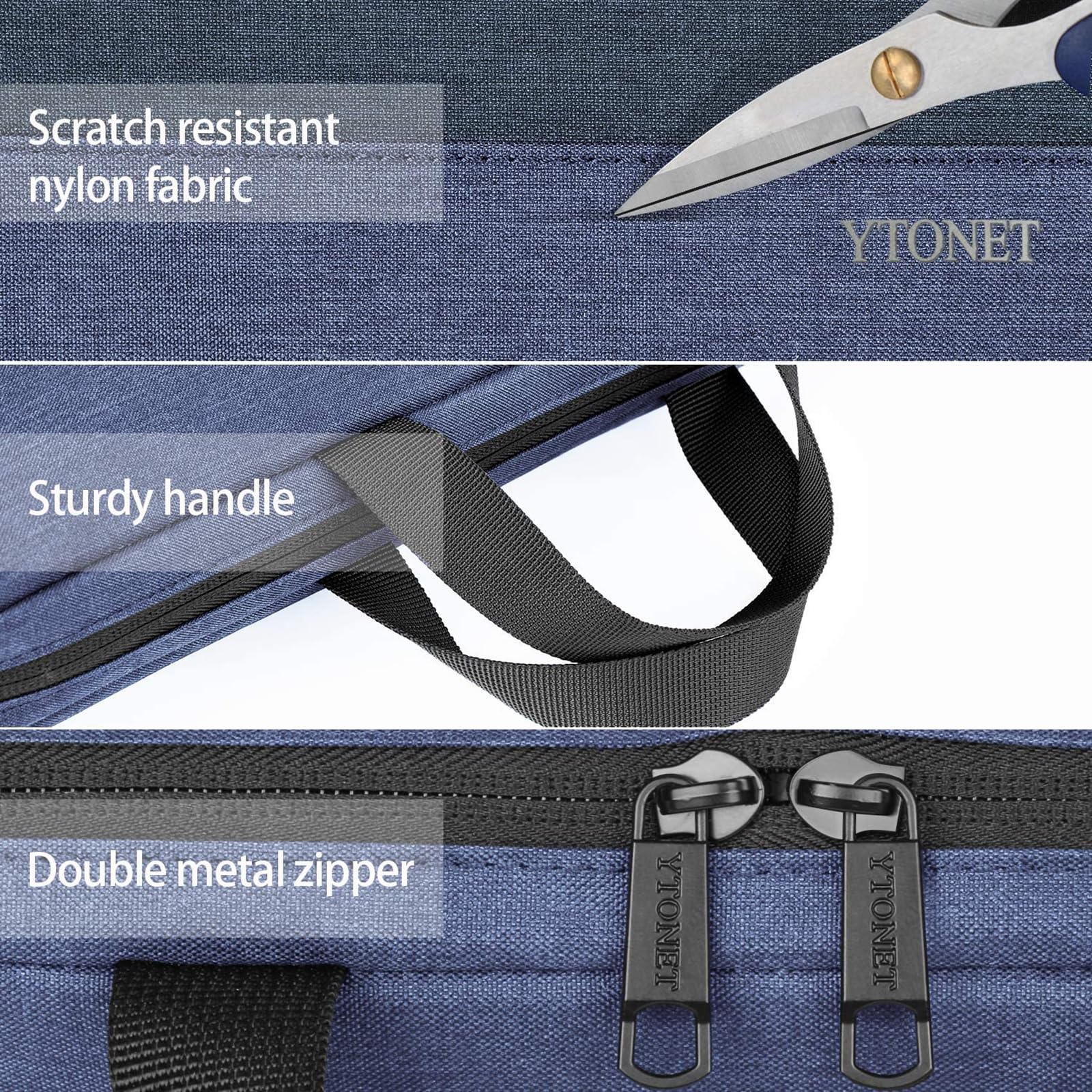 Ytonet Laptop Sleeve Case 15.6 Inch, Slim Water Resistant TSA Laptop Cover with Handle Protective Computer Carrying Case Compatible with HP Dell Lenovo Asus Notebooks, Dark Blue