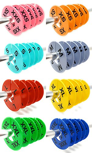 GIDABRAND Clothes Size Dividers | 40 Pieces 8 Colors XXS-XXXL | Ultimate Clothing Rack Dividers | Round Clothes Rack Clothes Hangers, Commercial Clothing Racks, Clothing Shops