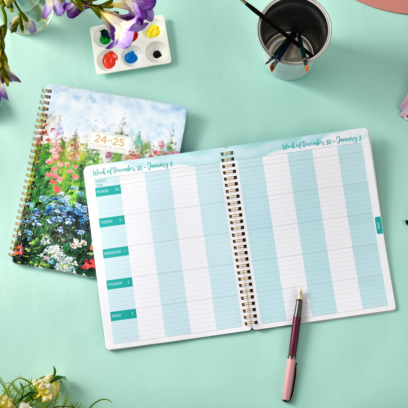 2024 Planner - Planner 2024, Jan 2024 - Dec 2024, Weekly and Monthly Planner, 8'' x 10'', Monthly Tabs, Holidays, Twin-wire Binding, Thick Paper, Check Boxes, Flexible Cover