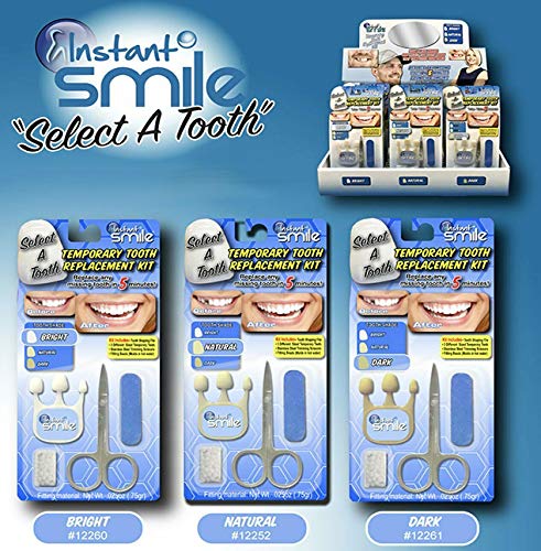 Instant Smile Select A Tooth Temporary Tooth Replacement Kit - 3 Pack Combo - Light, Natural, Dark Shade