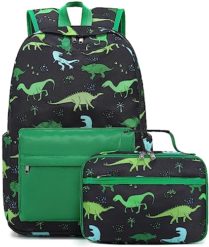 Bluboon Preschool Backpack Kids Boy Kindergarten Backpack With Lunch Box School Book Bags for Elementary Primary Schooler(Green Dinosaur