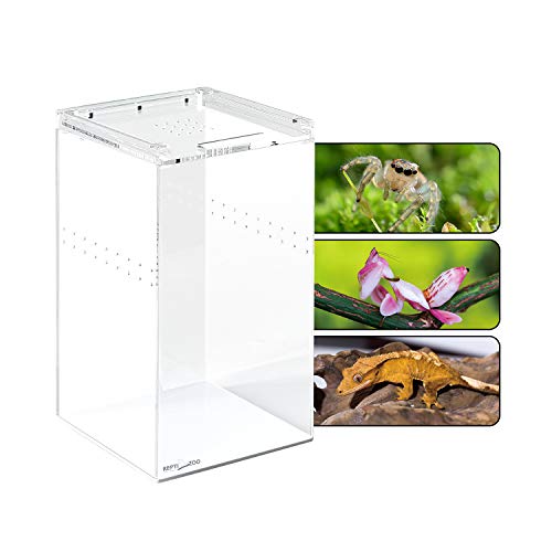 REPTI ZOO Magnetic Acrylic Case, 6x6x9 Inch Enclosure Reptile Breeding Box Terrarium Cage Tank for Tarantula Scorpion Sling Isopods Lizards Roach Invertebrates Insect Mantis