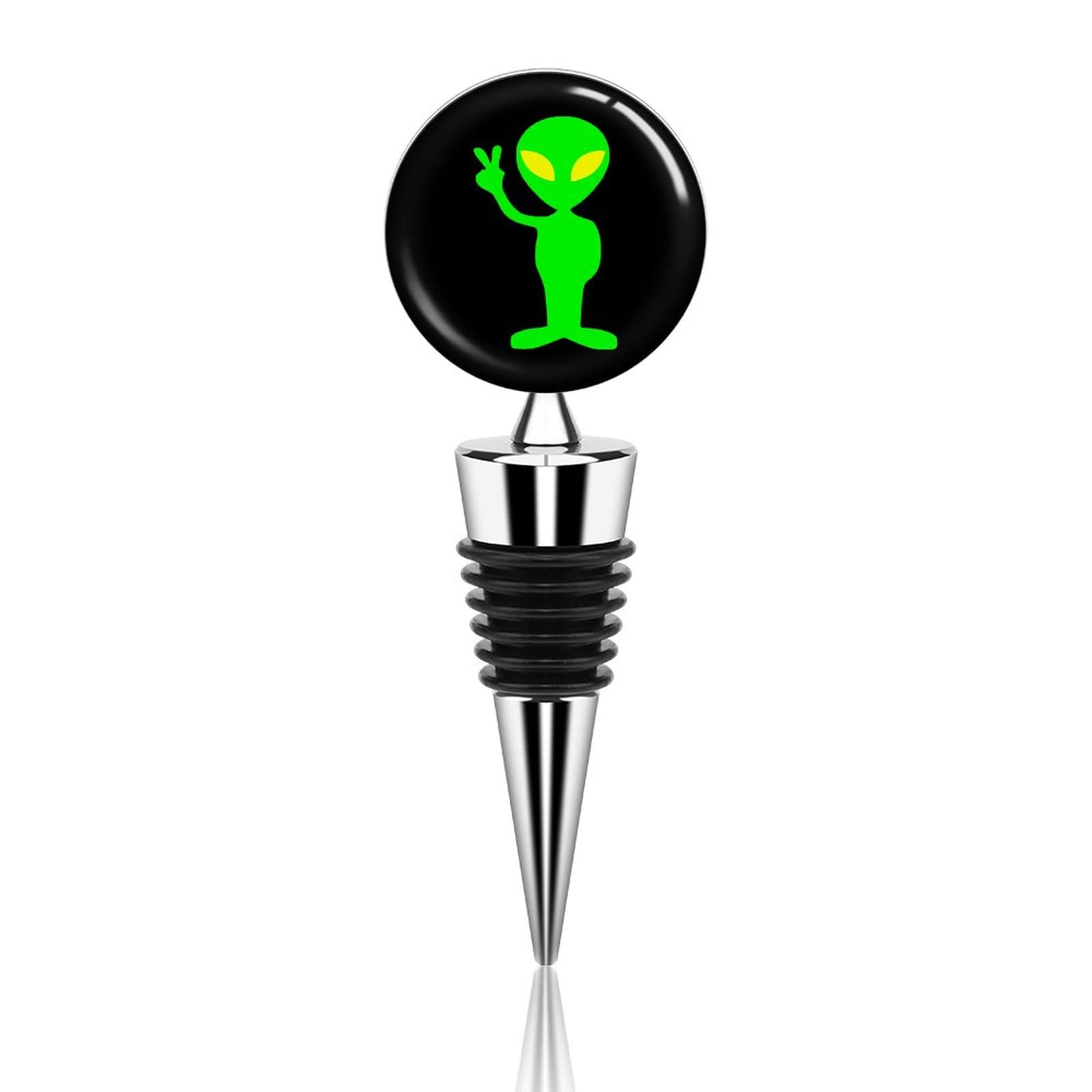 Alien Peace Sign Wine Bottle Stoppers Reusable Plug Wine Saver Corks for Beverage Holiday Party Kitchen Decorative
