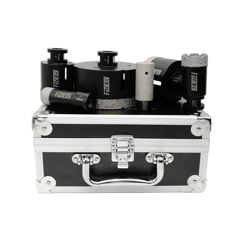 FACHLICH Diamond Hole Saw Kit Tile Hole Saw Kit 25/35/51/65/102mm/25F Diamond Core Drill Bits Set for Porcelain Tile Granite Marble Masonry Brick