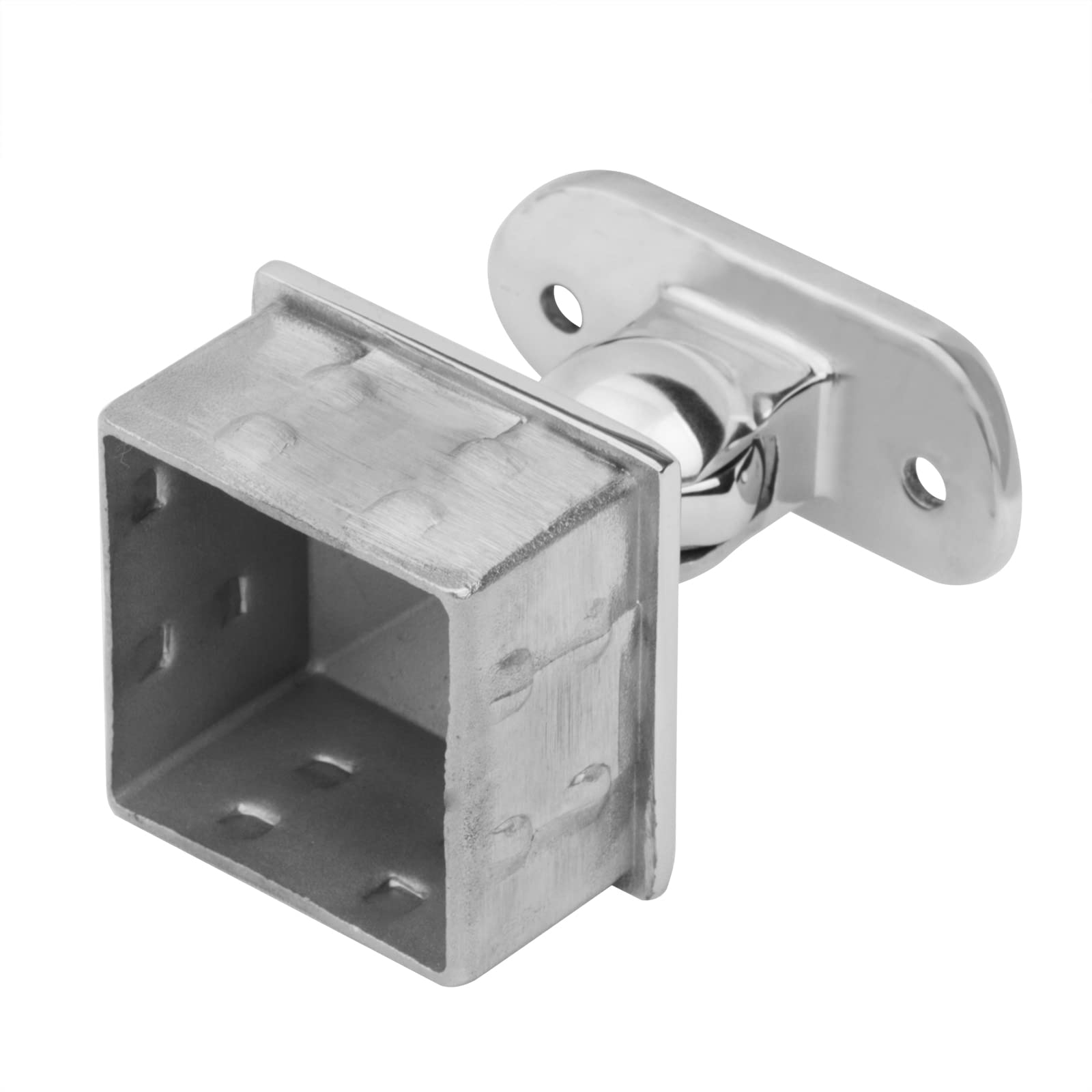 2 PCS Adjustable Square Post Handrail Bracket Saddle, Stainless Steel Angled Stair Post to Post Handrail, Saddle Bracket Accepts 2" Outer Diameter Round Tubes
