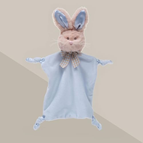 Bearington Baby Wee Waggles, 8 x 7 Inch Small Bunny Tail Stuffed Animal Baby Boy Lovey, Baby Security Blanket