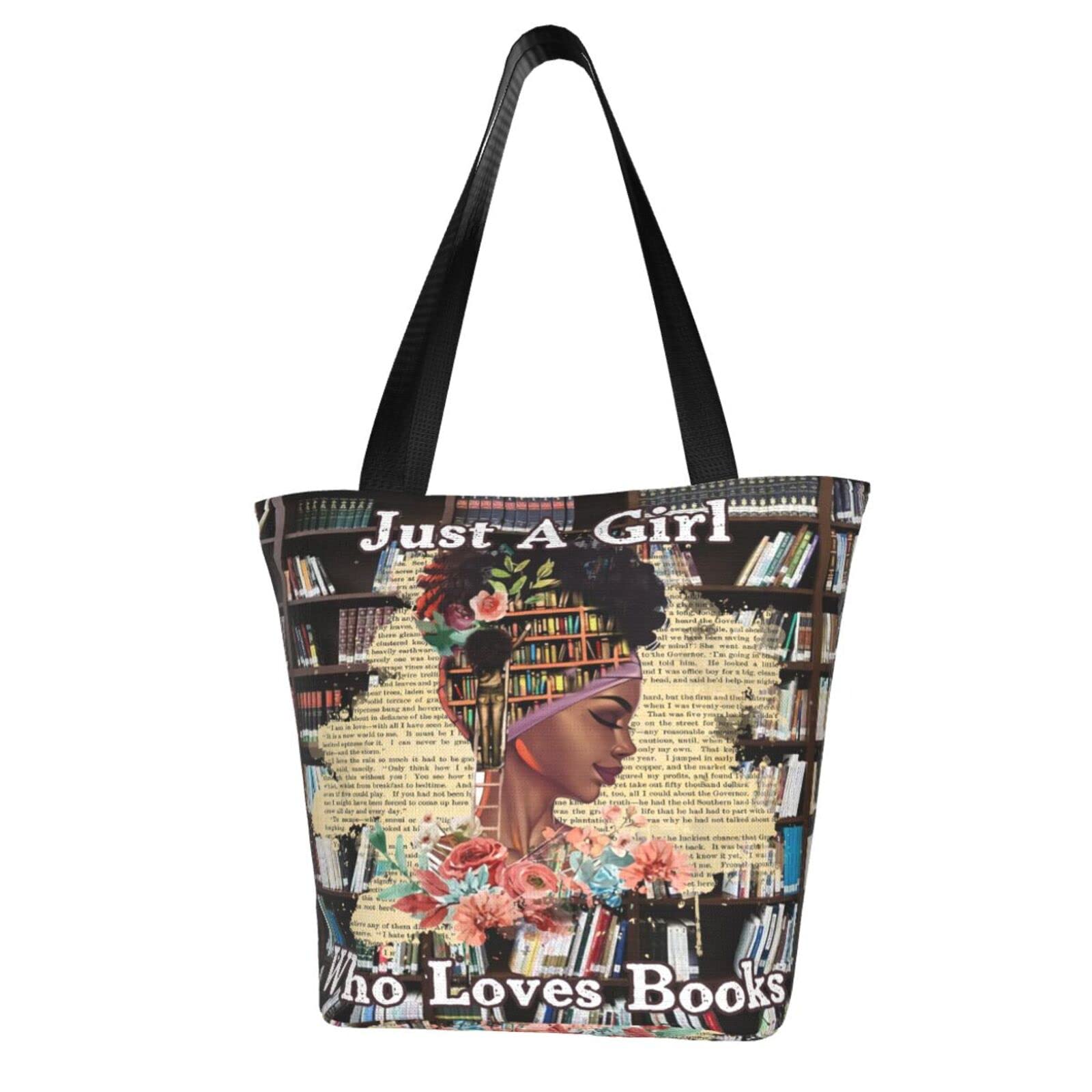 African American Bags for Black Women Who Loves Books African Shoulder Bag Black Queen Handbags Afro Women Magic Shopping Bags for Work Travel Business Beach