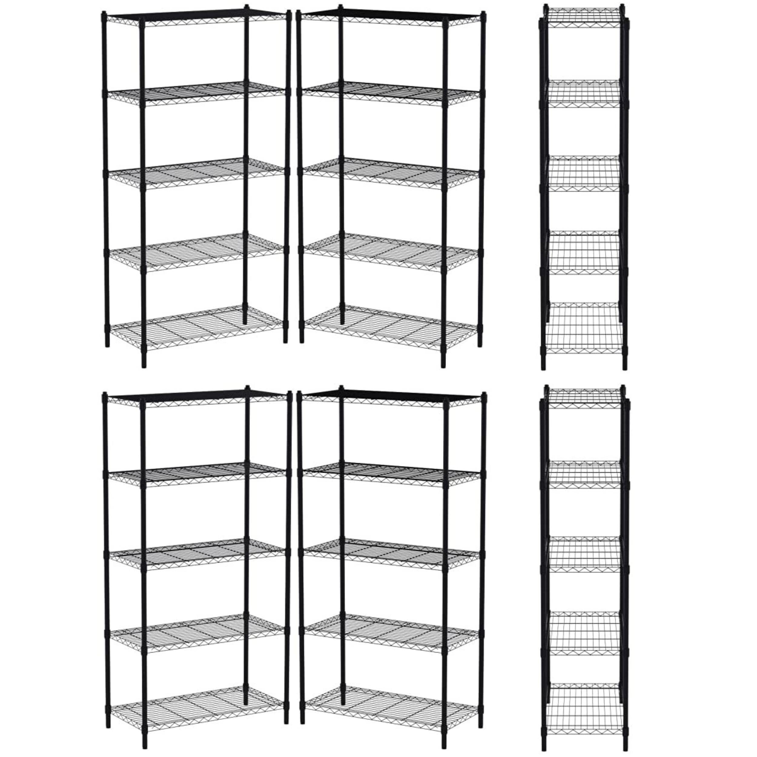 Internet's Best 5-Tier Wire Shelving - Flat Black - Heavy Duty Shelf - Wide Adjustable Rack Unit - Kitchen Storage