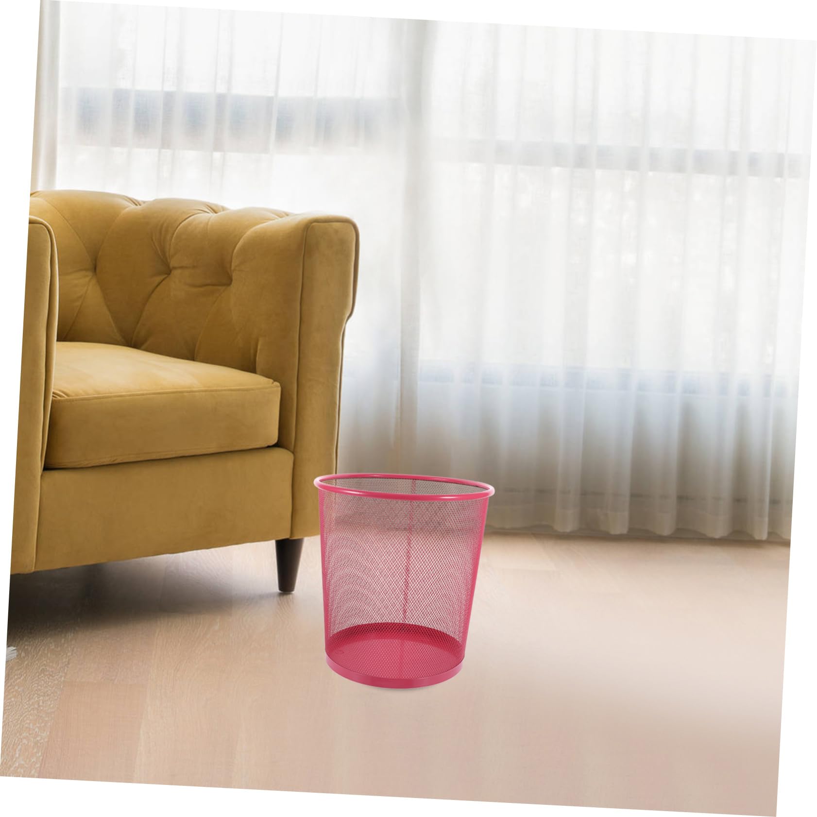 Ciieeo Barbed Wire Office Corner Basket Waste Basket Pink Plastic Storage Bins Small Trash can Trash can Household Iron Wastebasket Trash bin Metal Basket Small Metal Storage Box