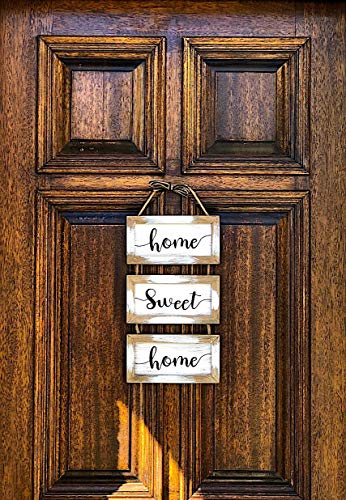 Home Sign For Wall Front Door Indoor Outdoor Country Rustic Primitive Decor Art 20" x 9" (Home Sweet Home)