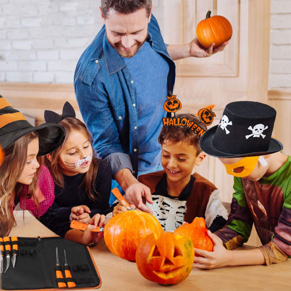 Pumpkin Carving Kit, Halloween Pumpkin Carver Tools, 9 PCS Stainless Steel Pumpkin Cutting Tools with Carrying Case for Kids, Halloween Decoration Jack-O-Lanterns