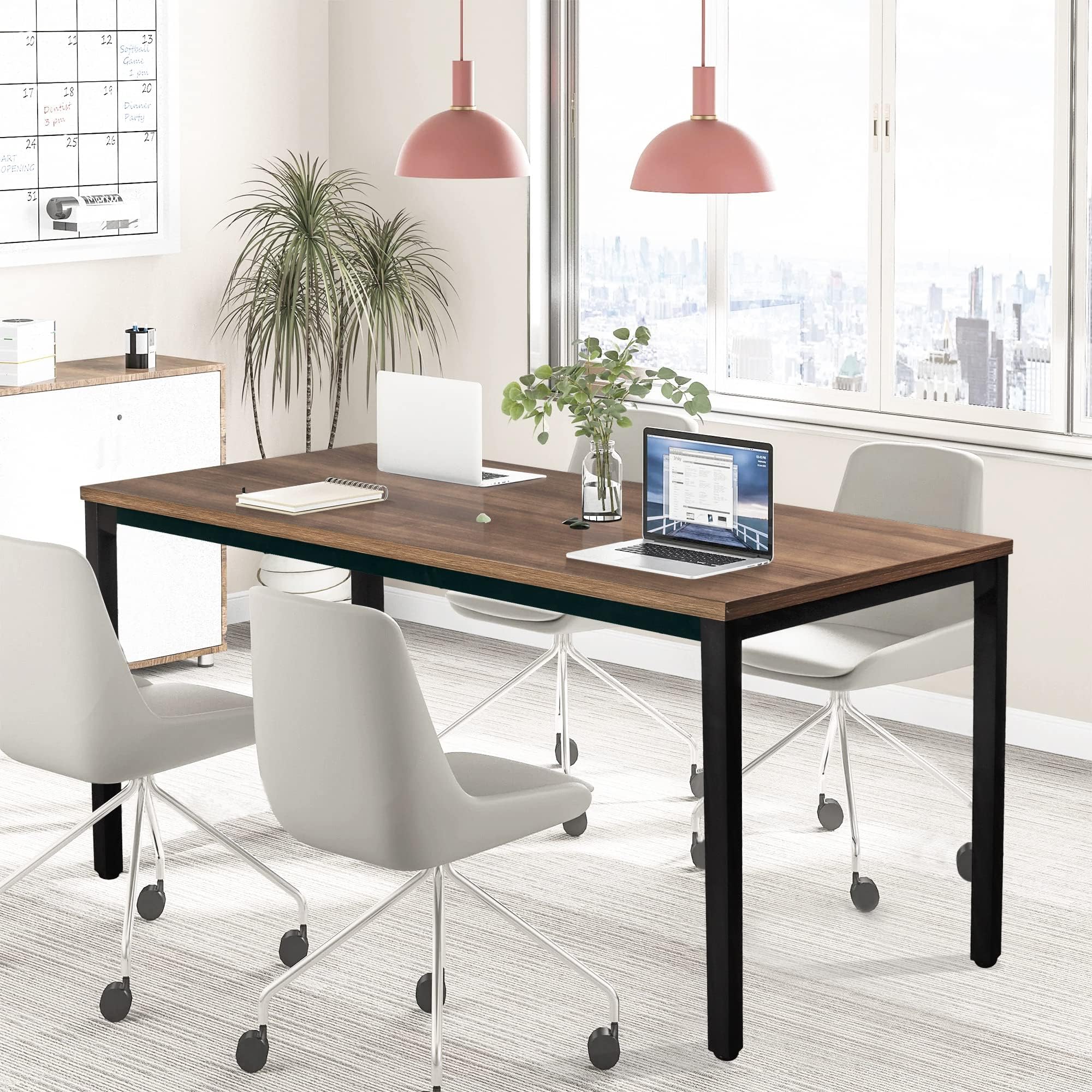 BEST BOARD Writing Computer Desk Modern Simple Study Desk Industrial Style Laptop Table for Home Office Brown Notebook Desk (24x63 Inches)