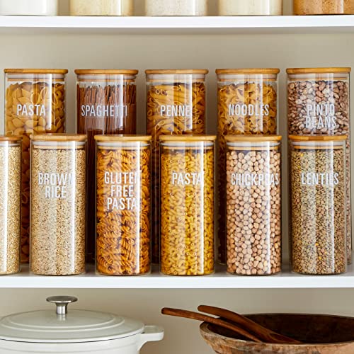 Talented Kitchen 224 White Pantry Labels & Fridge β All Caps Kitchen Pantry Names & Fridge β Food Label Sticker, Water Resistant Pantry Labels for Containers Jar Labels Pantry Organization and Storage