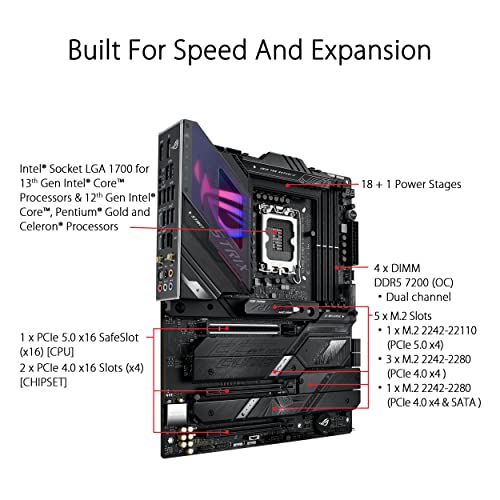 ASUS ROG Strix Z790-E Gaming WiFi 6E LGA 1700(IntelĀ® 12th&13th Gen) ATX Gaming Motherboard(PCIe 5.0, DDR5,18+1 Power Stages,2.5 Gb LAN,Thunderbolt 4,5xM.2, 1xPCIe 5.0 M.2,Front Panel USB 3.2 Port)