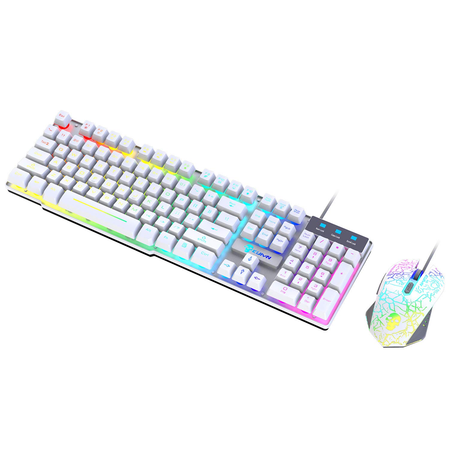 Gaming Keyboard, USB Wired Mechanical Feeling Keyboard with RGB Backlit Gaming Keyboard Waterproof 104Keys for PC Computer Gamer Overwatch Dota for Desktop, Computer, PC