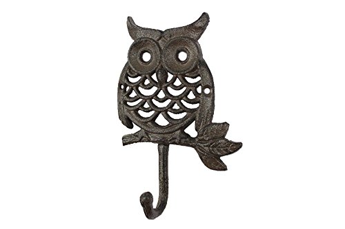 Handcrafted Nautical Decor Cast Iron Owl Hook 6"- Iron Hook - Iron Wall Hook - Decorative Owl