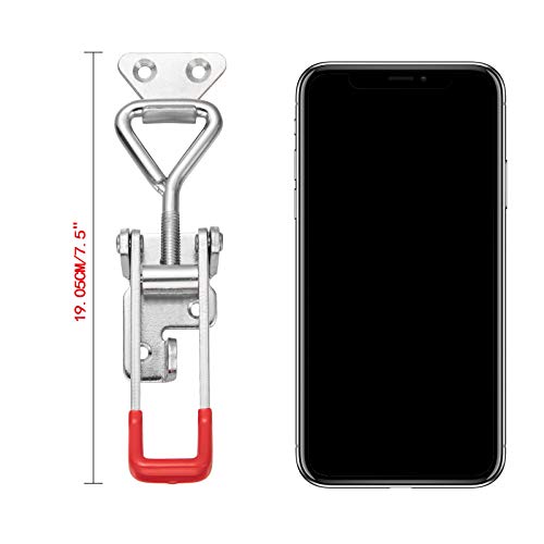 Accessbuy Heavy Duty Adjustable Toggle Latch Clamp With Lock Hole 300Kg 660Lbs Holding Capacity (7.5inch(2pak)) Silver