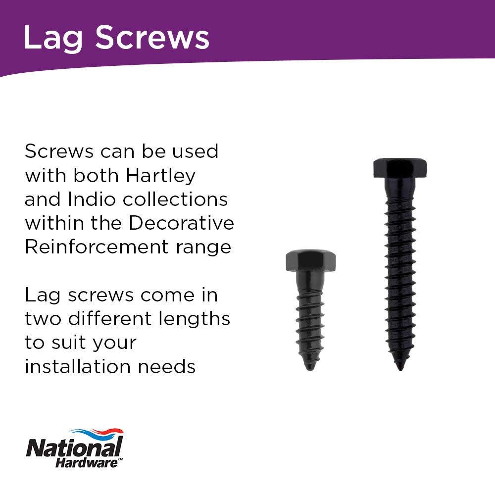 National Hardware N800-022 Lag Screw Made of Galvanized Steel Used to Install Outdoor Reinforcement Hardware Collection, Blacks on Pergolas Gazebos Arches and Raised Garden Beds, 1/2x 3, 8 Pack