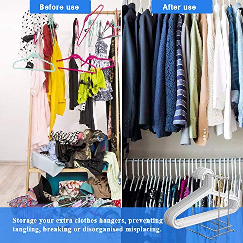 Hanger Stacker Clothes Hanger Organizer Rack Sturdy Stainless Steel Clothes Caddy Storage Holder Stacker for Closet & Room Tidier Laundry Rooms Drying Rack