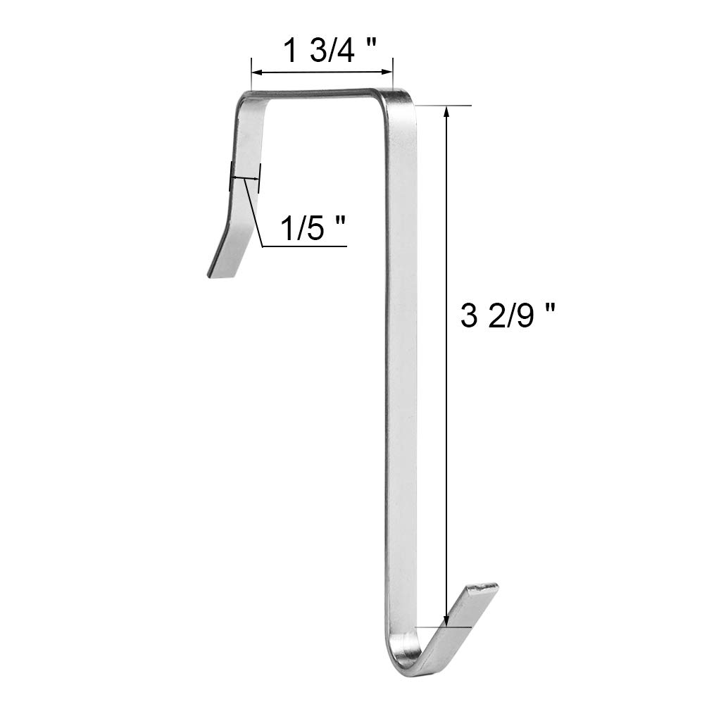 HanLingGG Over the Door Hanger Hook 4 Pack Silver Pocket Chart Hanging Hooks Metal Space Saving Organizer for Coat Towel Bag Robe Clothes