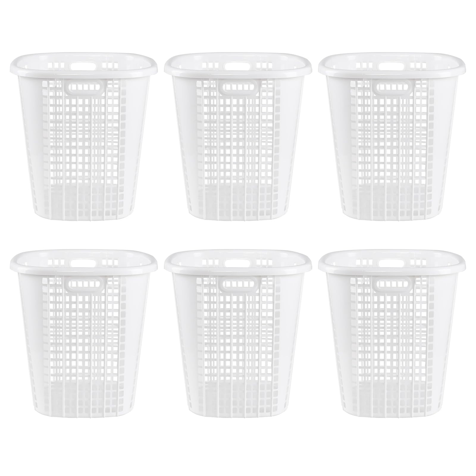 Afromy 6-Pack 45 L Plastic Laundry Basket, 16.54" Tall Clothes Hamper for Clothes, Towels＆Toys in the Family and Dorm, White