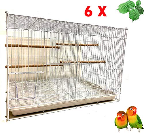 Brand New Lot of Six Aviary Breeding Bird Cage 24x16x16 W/divider W/stand, White