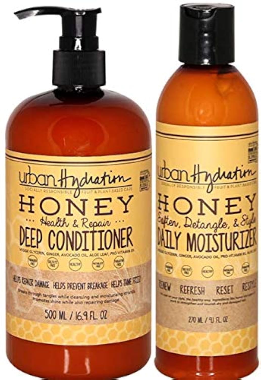 Urban Hydration Honey Health and Repair Conditioner and Moisturizer Duo Pack | Sulfate, Paraben and Dye Free, Tames Frizz, Hydrates and Repairs For Soft and Shiny Hair, All Hair Types