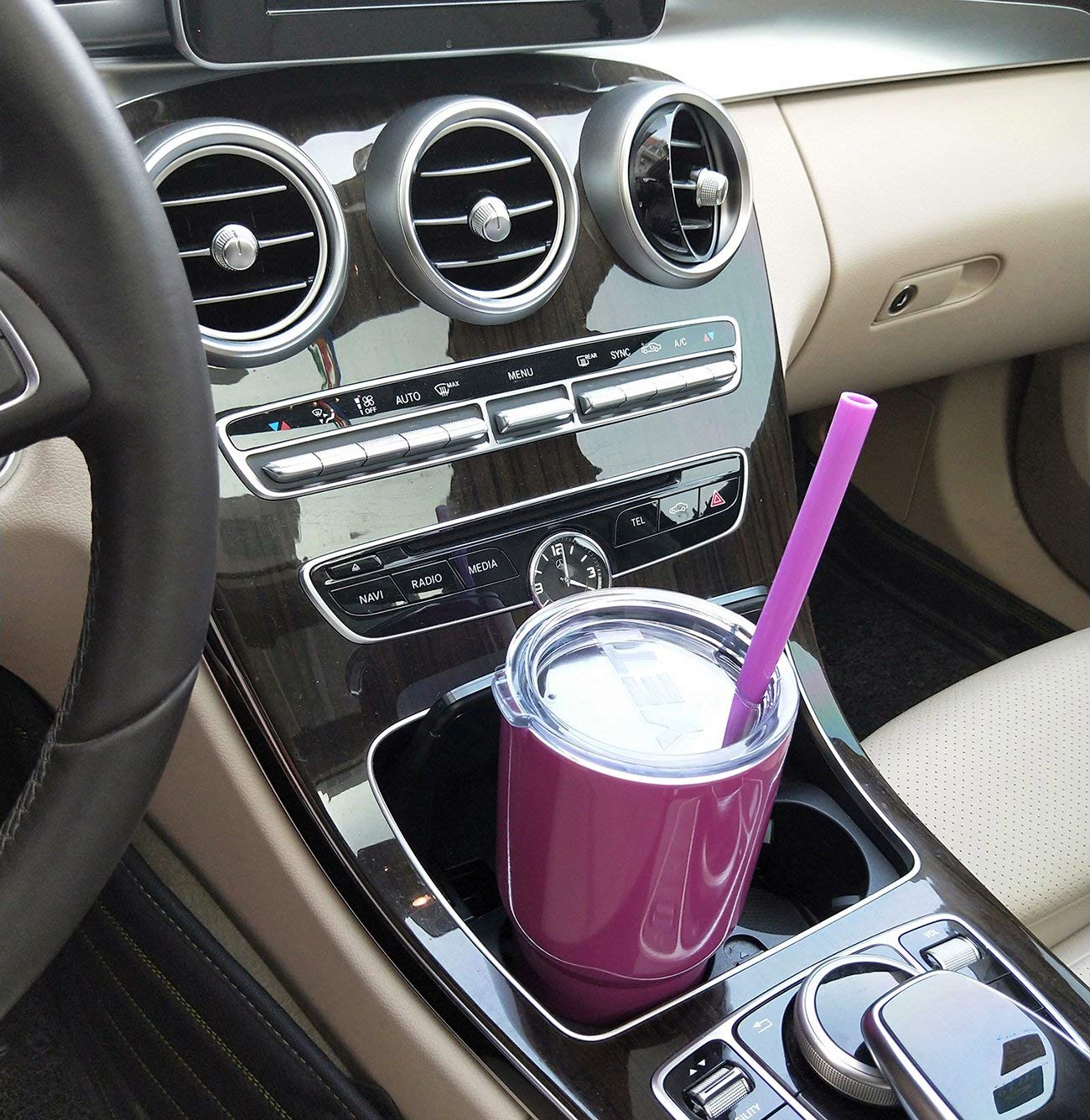 ALINK 6 Silicone Smoothie Straws + 6 Extra Wide Boba Tea Straws