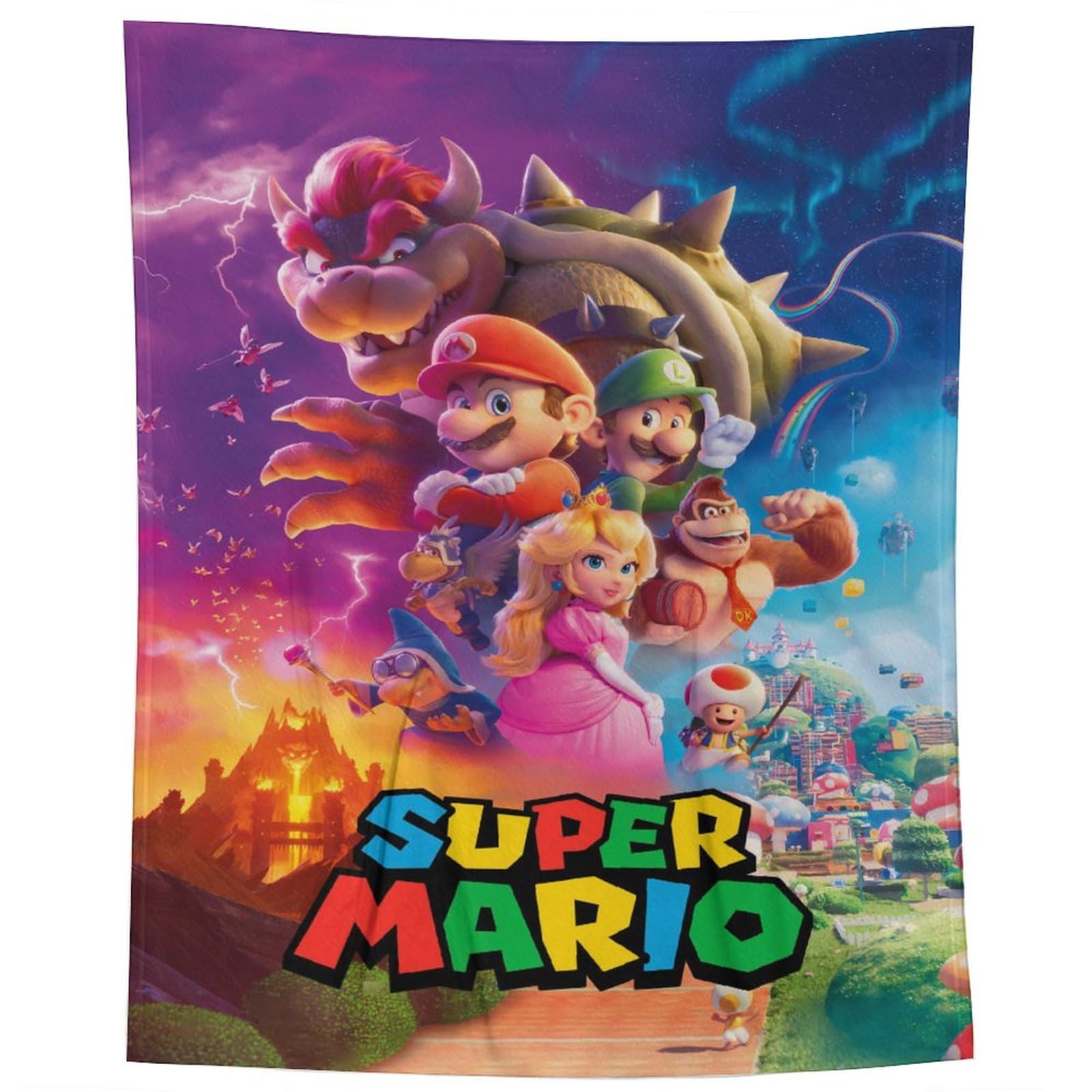Mar.io Su.per Blanket Soft Flannel Fleece Lightweight Anime Throw Blanket for Couch Sofa Bed Bedroom Kids Teens Gift