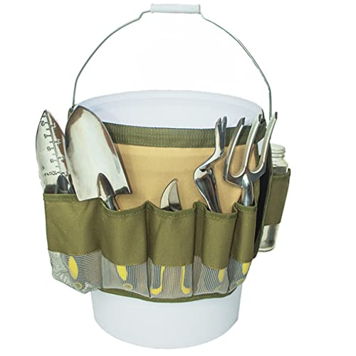 Bucket Wash Tool Organizer, Cleaning Bucket Organizer Water-Resistant Mesh Pockets for Clean Supplier, Car Wash，Soap and Towel Holder Ring Included