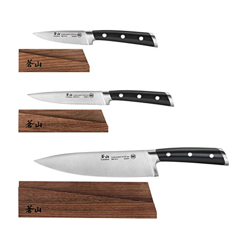Cangshan TS Series 1020854 Swedish 14C28N Steel Forged 3-Piece Starter Knife Set with Wood Sheaths