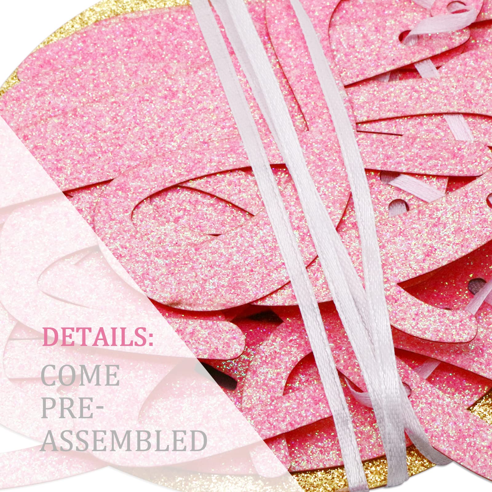 Sprinkled with Love Glitter Banner Baby Shower Sprinkle Party Decoration for Girl Pre-Strung Sign Gold (Pink)