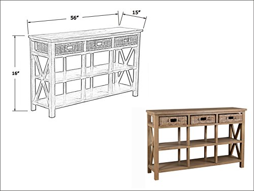 EAST at MAIN Dillman Rectangular Mahogany and Rattan Sideboard, Brown, (56x15x33)