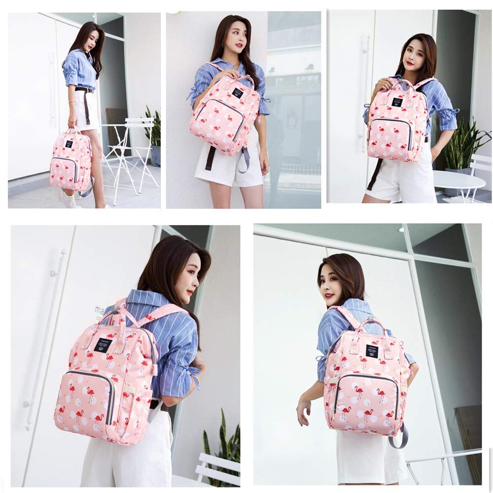 Flamingo Multi-Function Diaper Bag for Baby Care Wide Open Nappy Bags Handbags Royal Blue