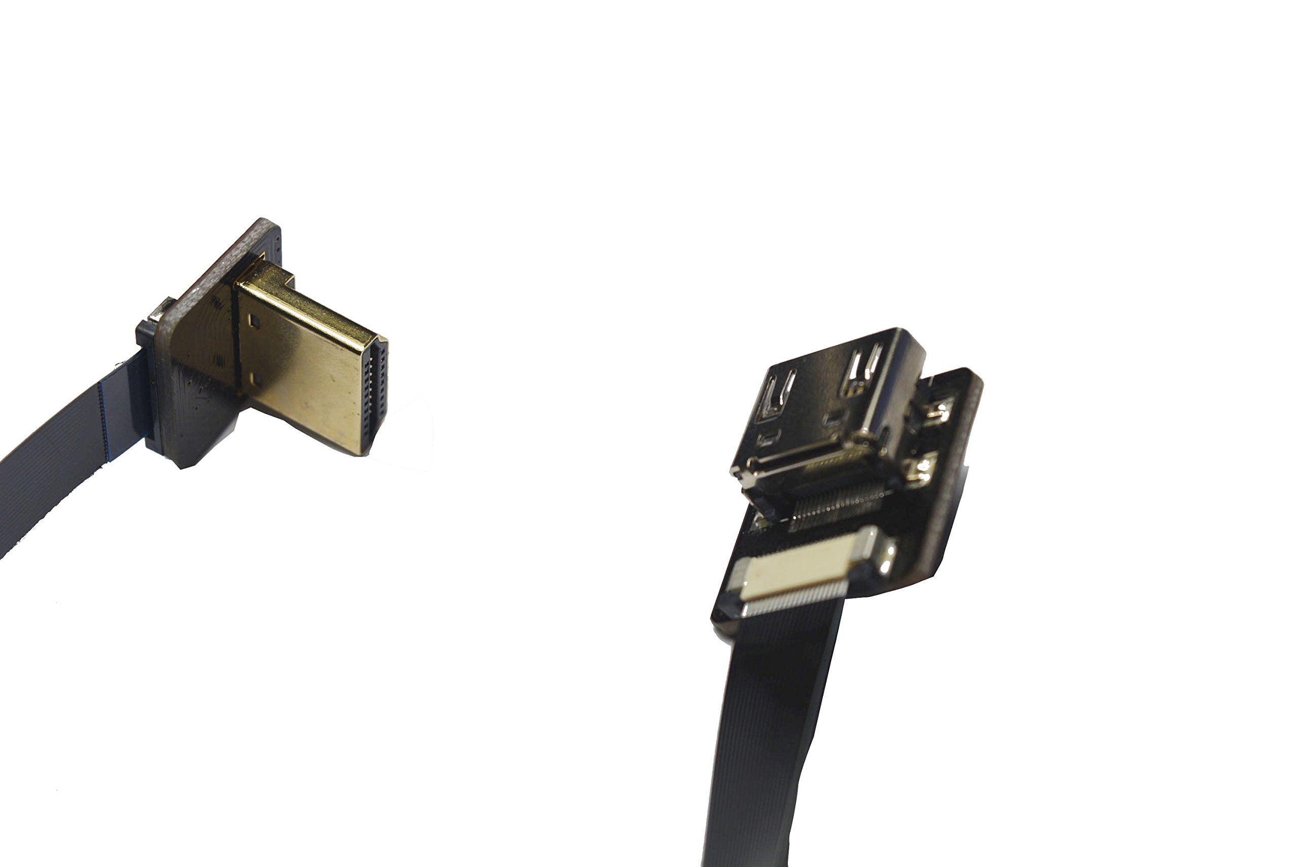 Short Flat Slim Thin HDMI FFC FPV HDMI Cable Standard HDMI Female Plug to Standard HDMI Male 90 Degree Compatible with RED blackmagic BMCC Sony FS7 Canon C300 Black 10cm